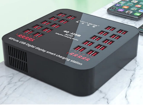 עמדת טעינה מהירה לסלולרים וטאבלט 40 חיבורי USB בצבע שחור Acasis UP 840 40 Port Charging Station ...